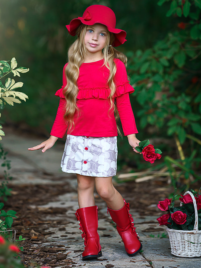 Durable and easy to clean Mia Belle Girls Apple A Day Ruffle Top ...