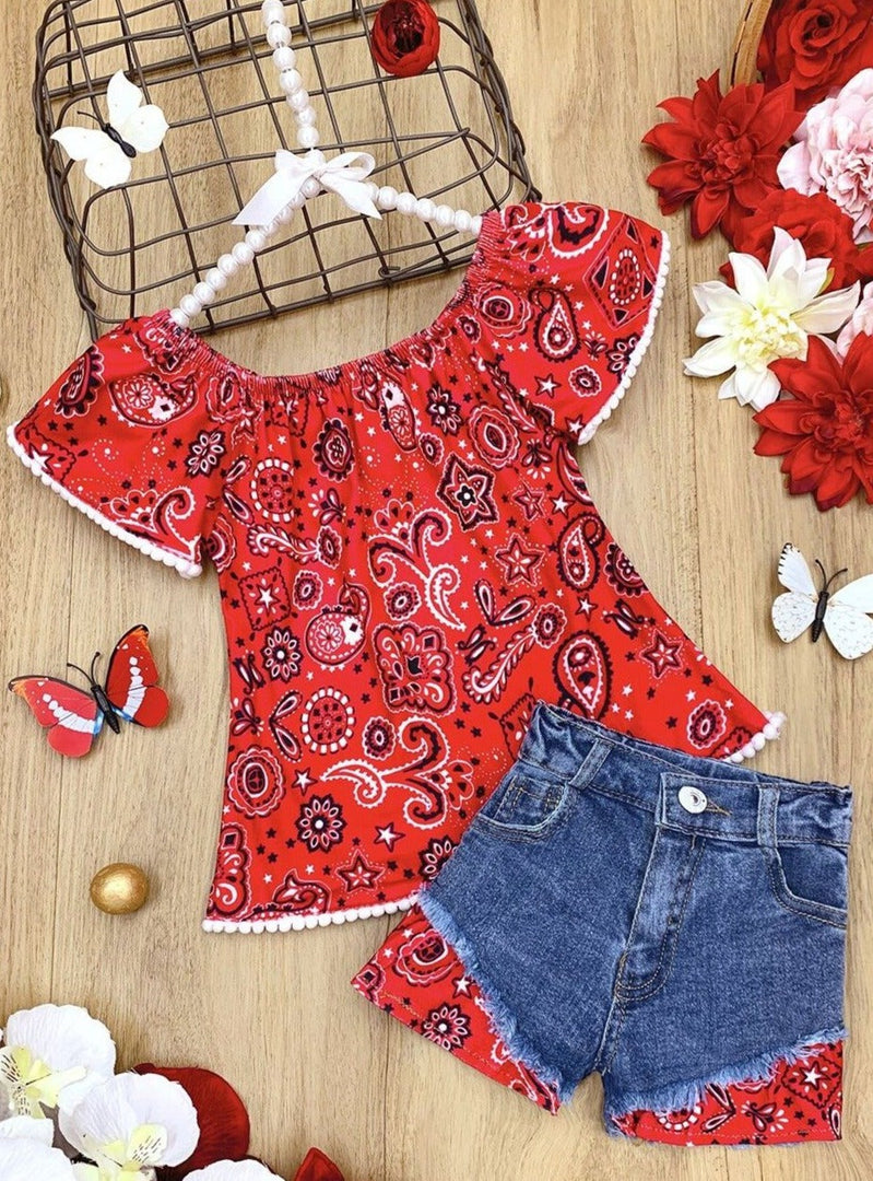 Durable Mia Belle Girls Matching Sets Rustic Cutie Paisley Top & Denim ...